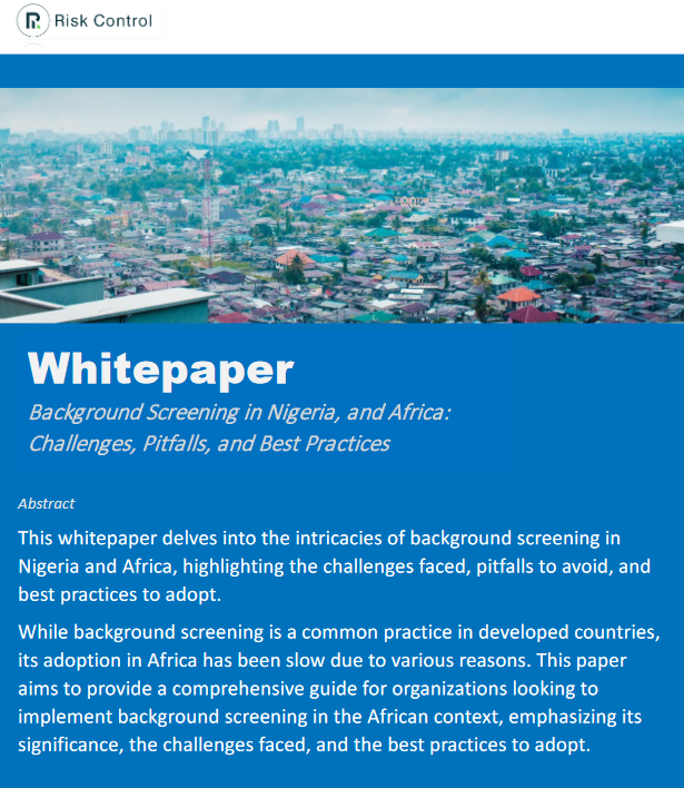 Background Screening in Nigeria, and Africa: Challenges, Pitfalls, and ...